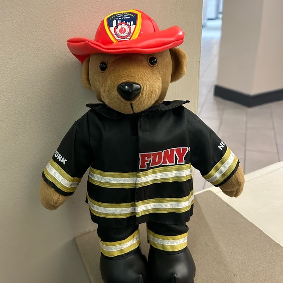 DNY | Toys | Fdny Red And Black Firefighter Stuffed Animal Bear | Poshmark